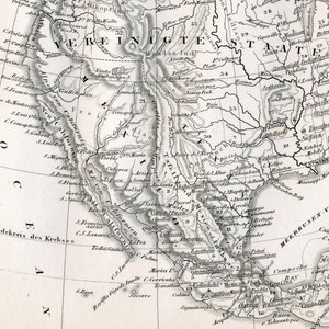 1860 German Vintage Map of North America - Vintage North America Map ...