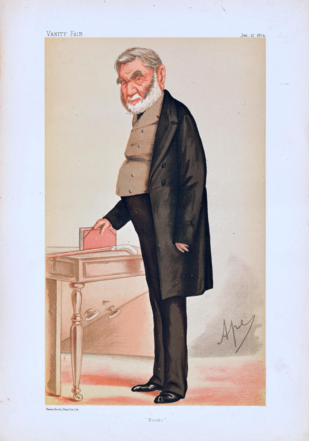 1874 Vanity Fair Caricature Sir Anthony Panizzi Antique Print Librarian ...