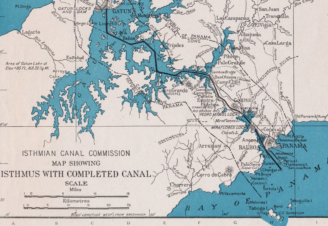 Antique Map of the Panama Canal Zone - Isthmian Canal Commission ...