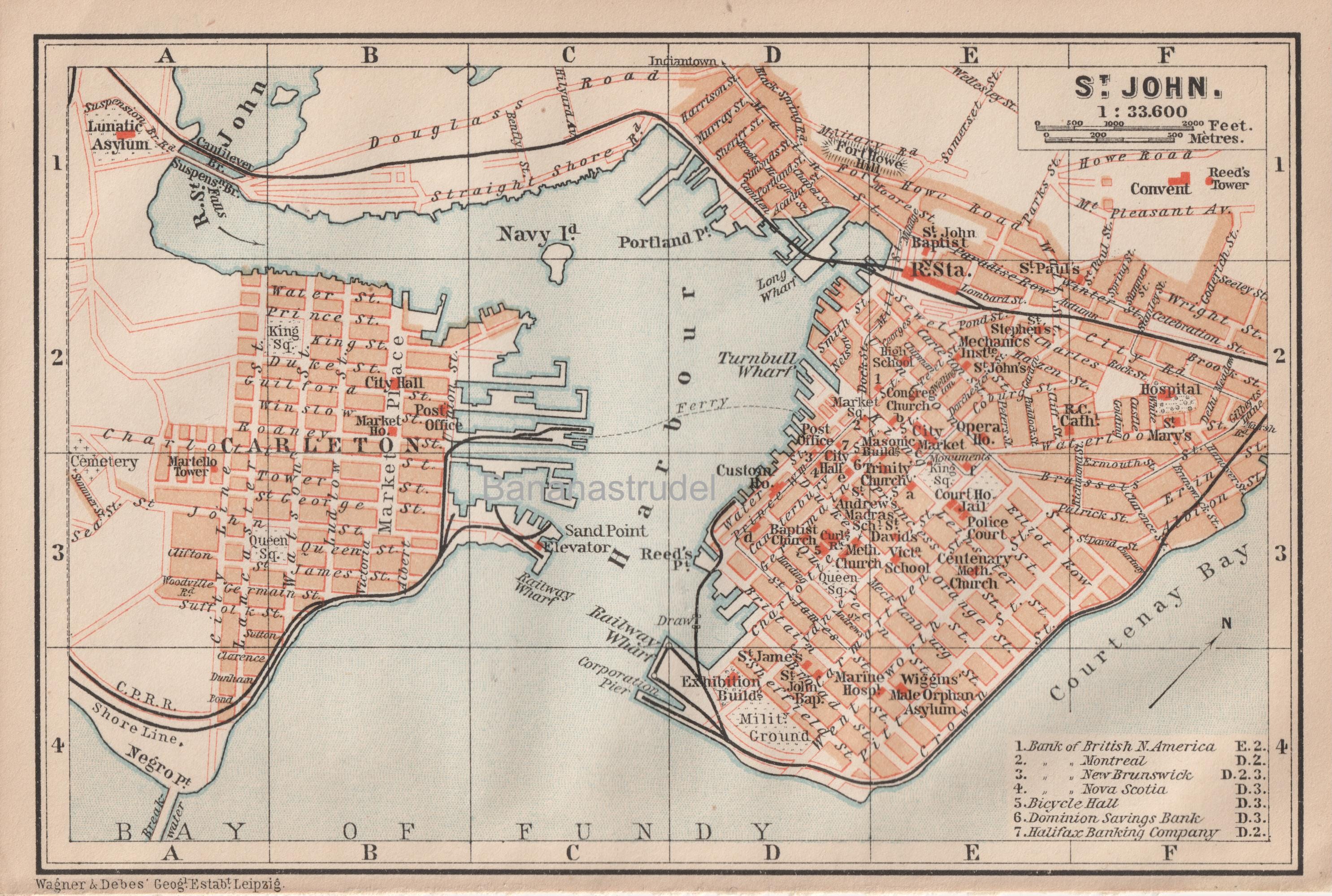 1900 Map of Saint John, New Brunswick, Canada - Matted Map 8x10 - Etsy