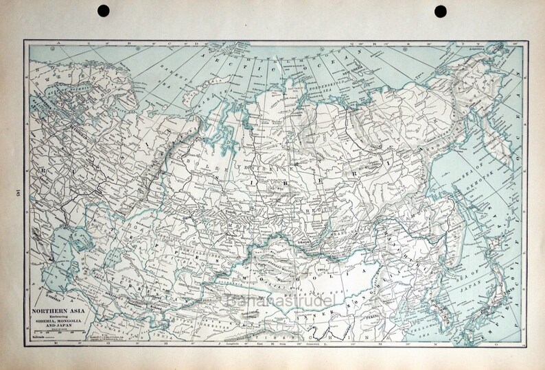 1919 Antique Map of Northern Asia Showing Siberia Mongolia - Etsy