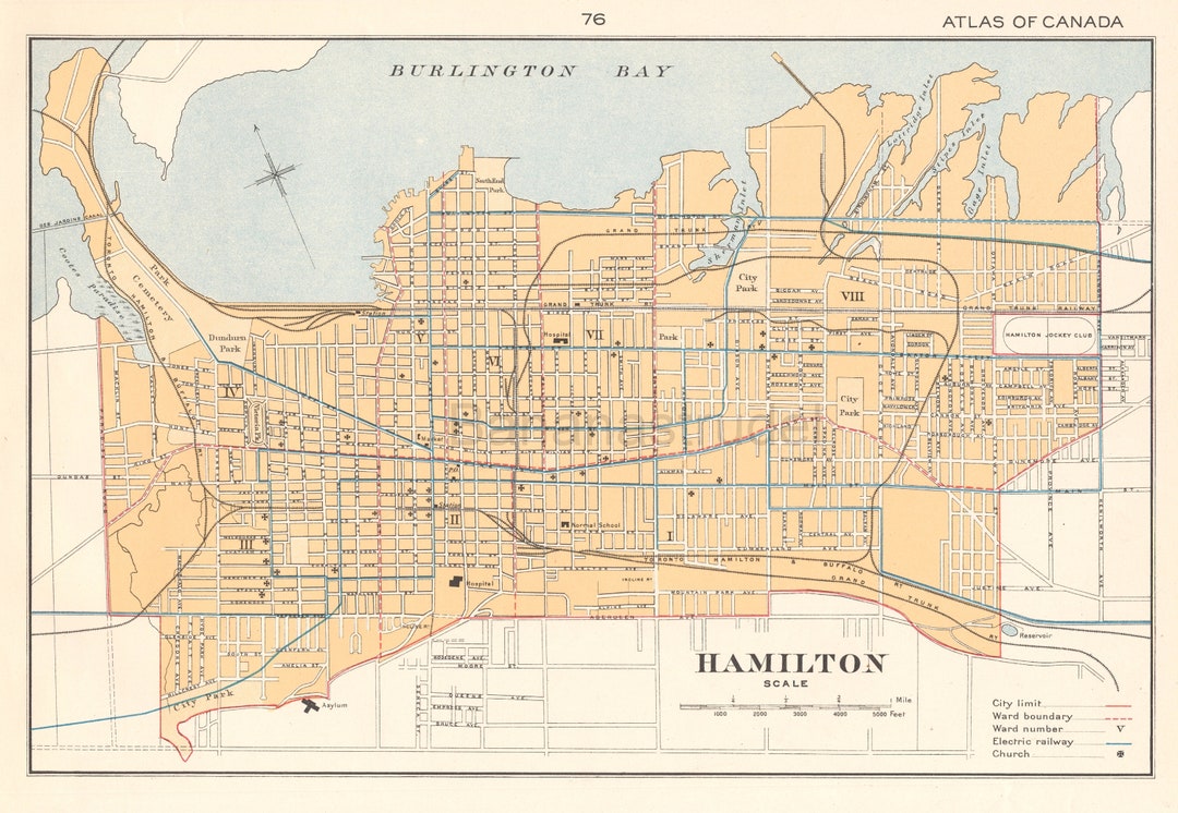 Antique City Map of Hamilton Ontario Canada Published 1915 - Etsy Canada