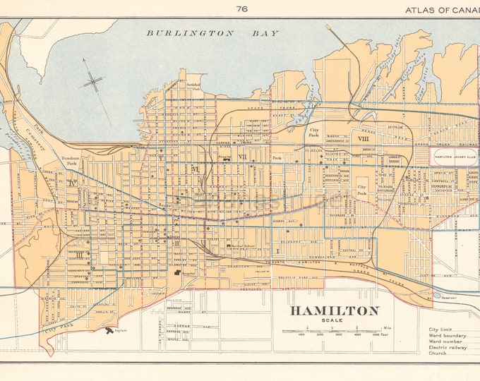 Antique City Map of Hamilton, Ontario, Canada - Published 1915 - Etsy
