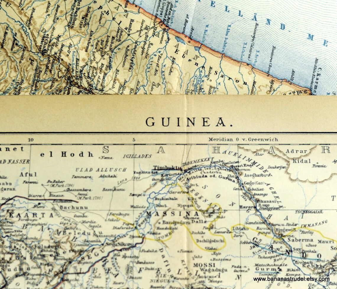 1895 Antique Map of Guinea German Map TW13 110 - Etsy