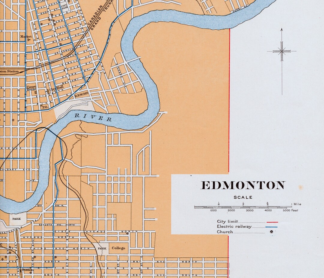1915 Large Antique Street Map of Edmonton, Alberta, Canada - Etsy