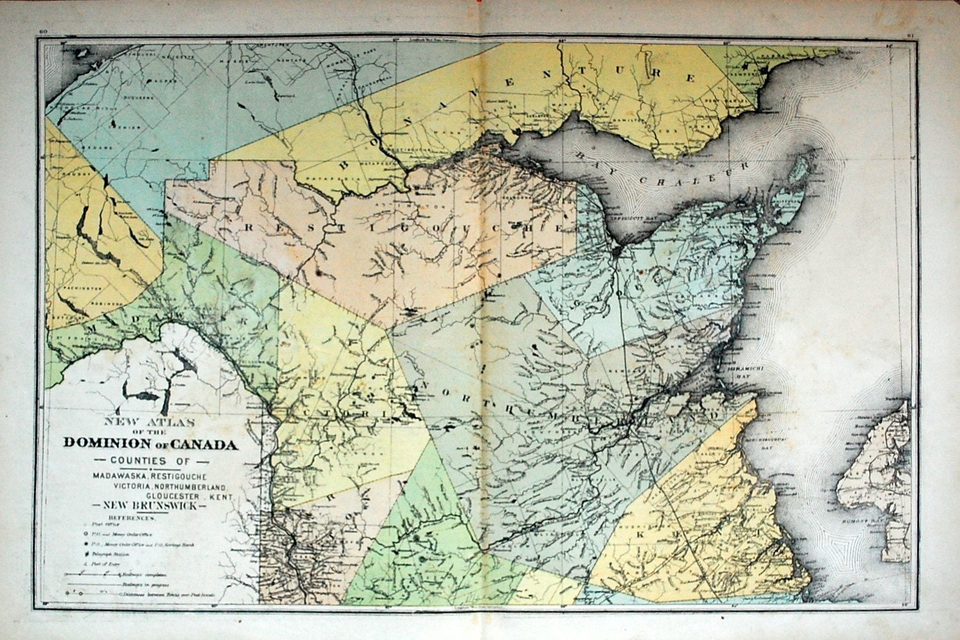 1881 Antique Map of New Brunswick Counties Madawaska | Etsy