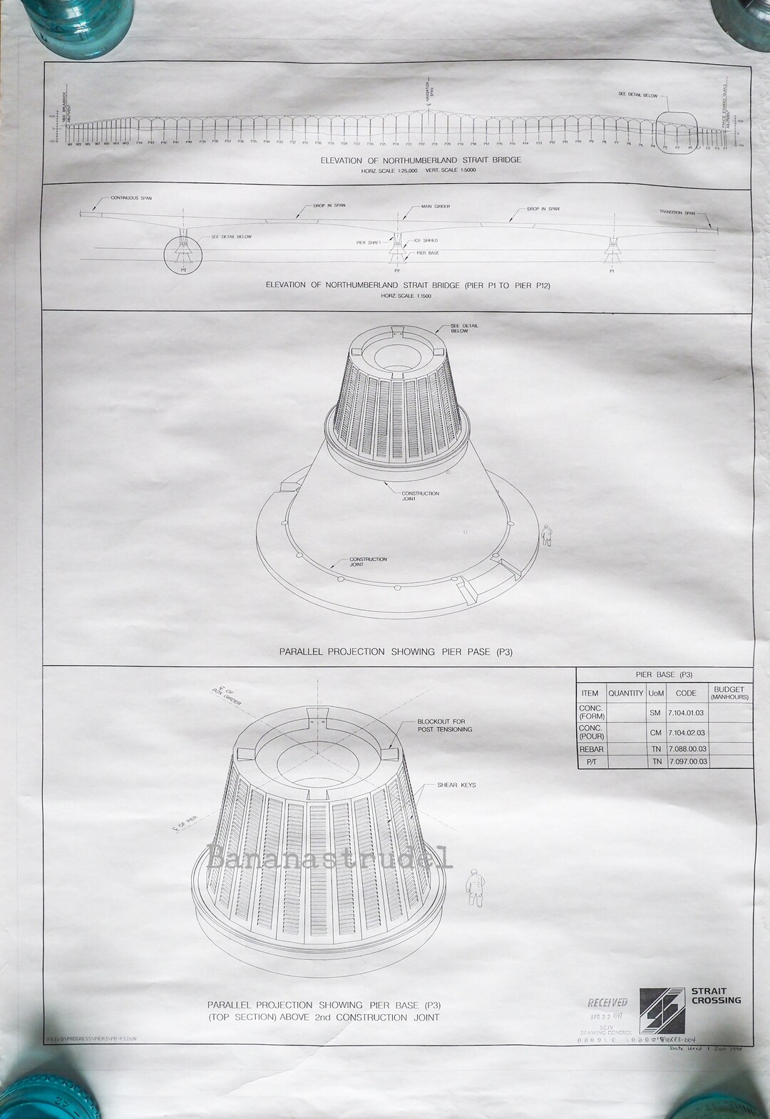 Vintage 1994 Confederation Bridge Blueprint Northumberland Strait ...