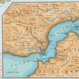 1900 Rare Antique Map of the Island of Panay, Philippines - Iloilo ...