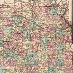 Antique Map of Kansas - Published 1888 - Etsy