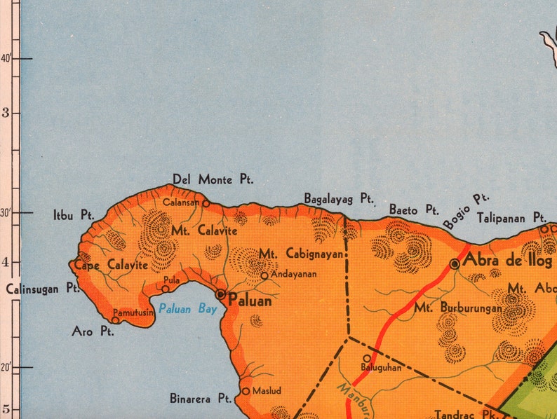 Mindoro, Philippines - RARE Large Vintage 1959 Map - Puerto Galera ...