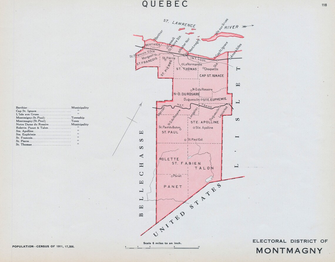 Antique Map of Montmagny Quebec Canada 1915 Vintage - Etsy