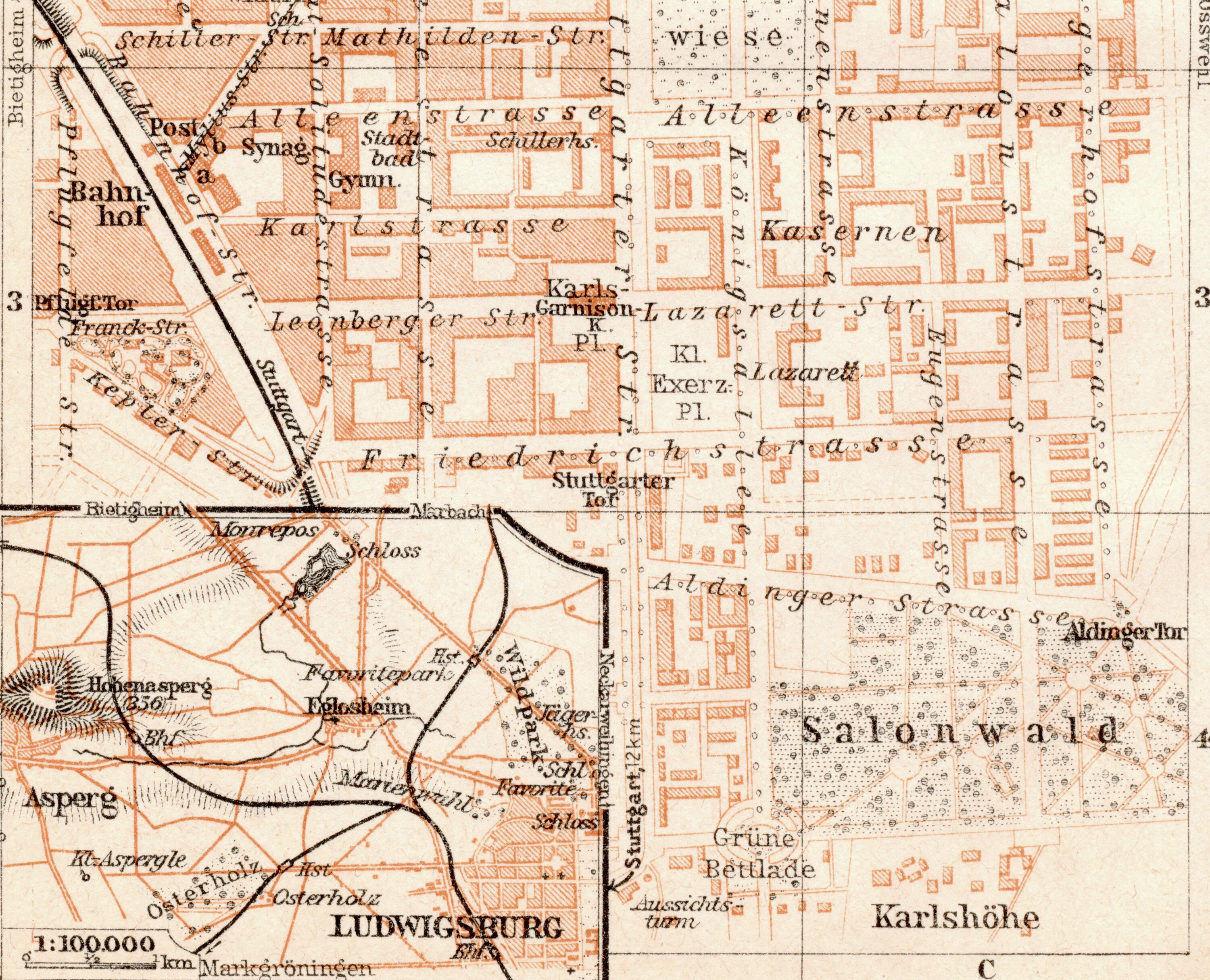 Antique Map of Ludwigsburg, Germany - 1929 City Map - Etsy