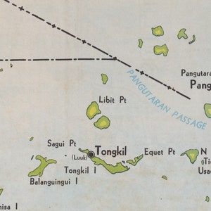 Sulu, Philippines RARE Large Vintage 1959 Map Jolo Sibutu Tawi-tawi ...