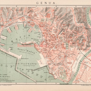 Antique Map of Genoa, Italy - Published 1894 - Etsy Australia