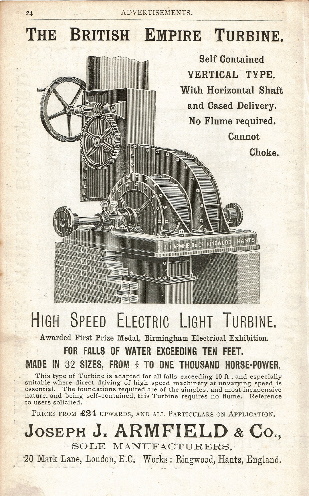 Antique Advertisement for the British Empire Turbine - 1896 Ad - Etsy