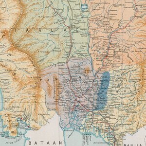 1900 Rare Antique Map of Luzon - Bulacan. Nueva Ecija, Pampanga ...