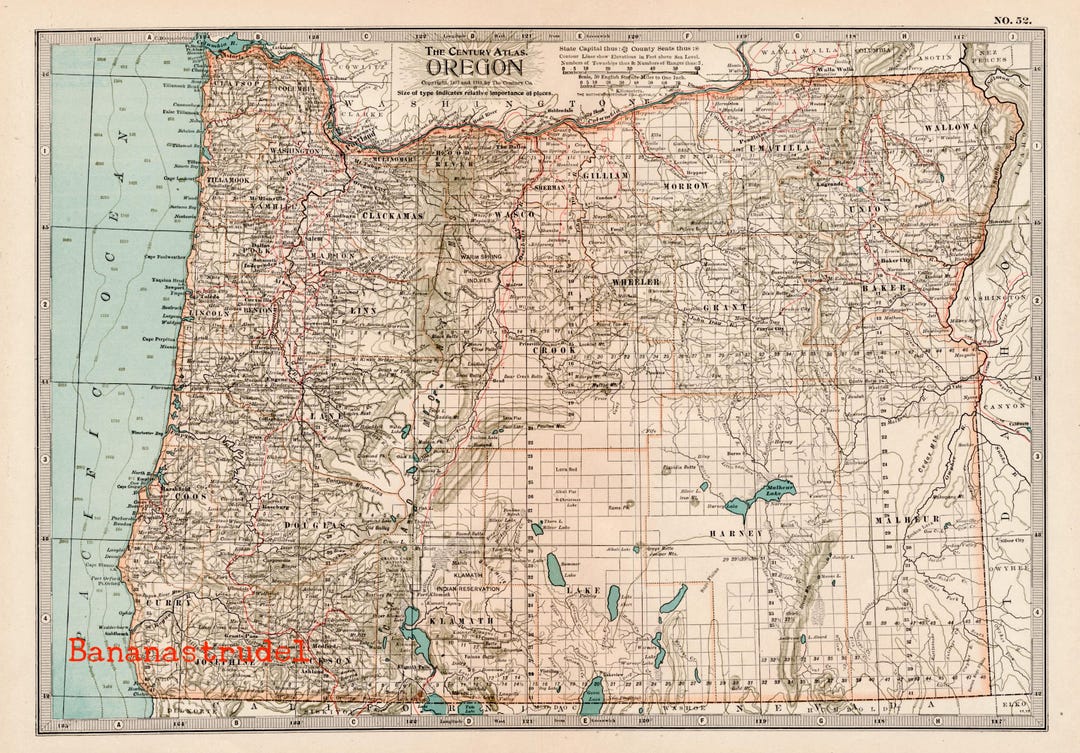 Antique Map of Oregon - 1911 Vintage Map - Etsy