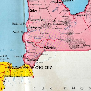 Misamis Oriental, Philippines - RARE Large Vintage 1959 Map - Cagayan ...