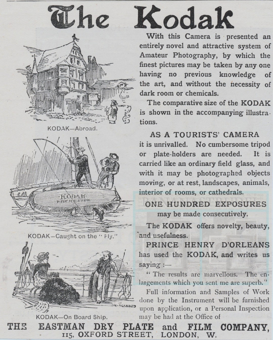 1888 Rare Antique Advertisement for Kodak Cameras - Eastman Dry Plate ...