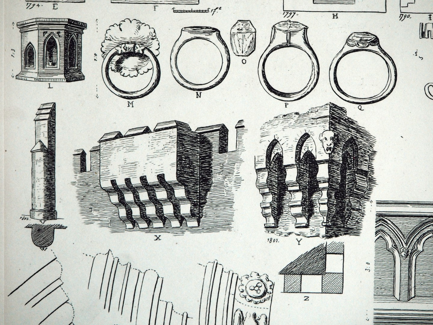 Large Antique Engraving of Church Tombs and Coffins - Plate 59 - 1845 ...