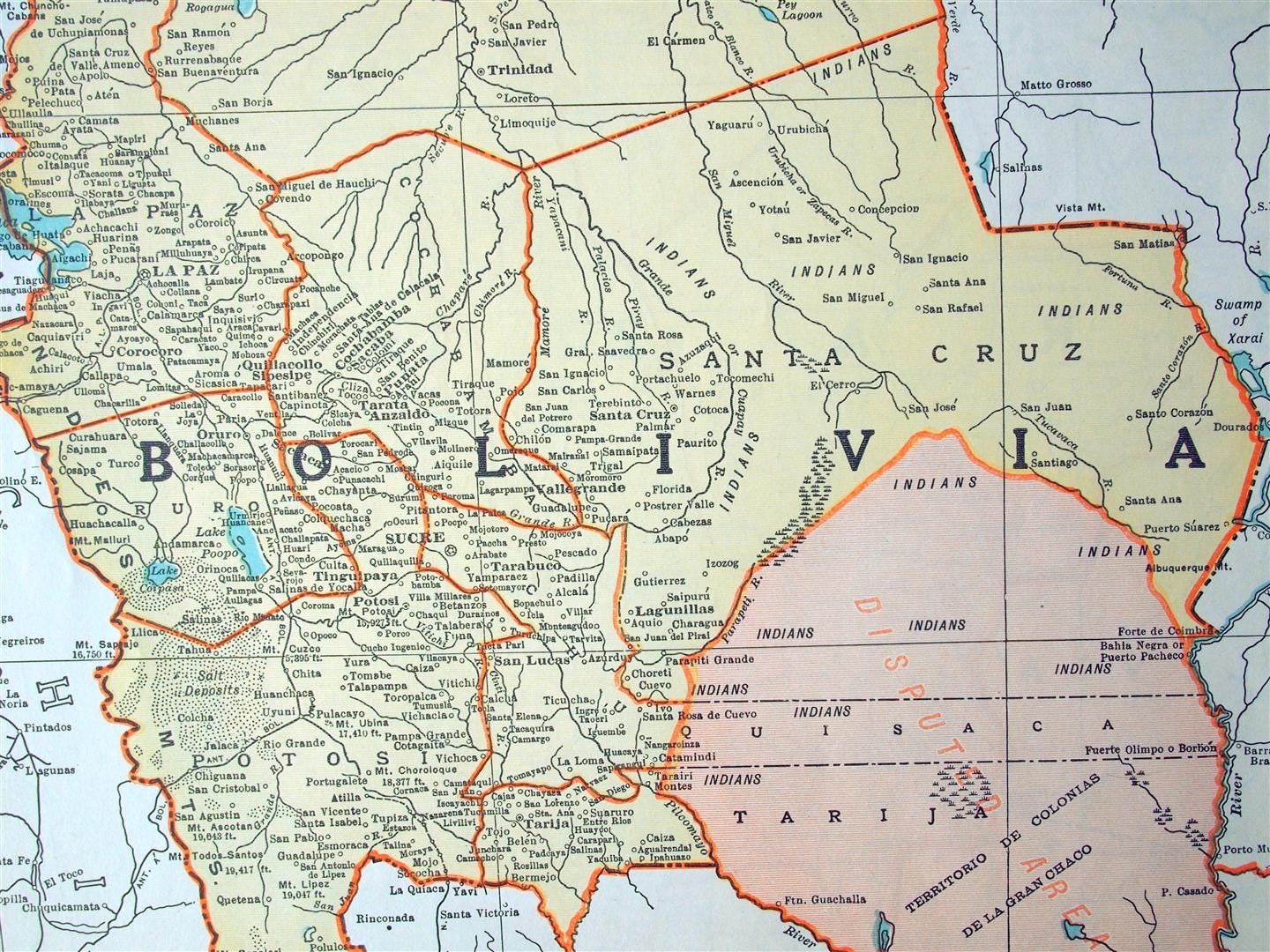1937 Vintage Map of Bolivia Old Map of Bolivia | Etsy