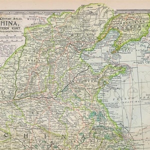 1902 Antique Map of China, Eastern Part - Antique China Map - Century ...