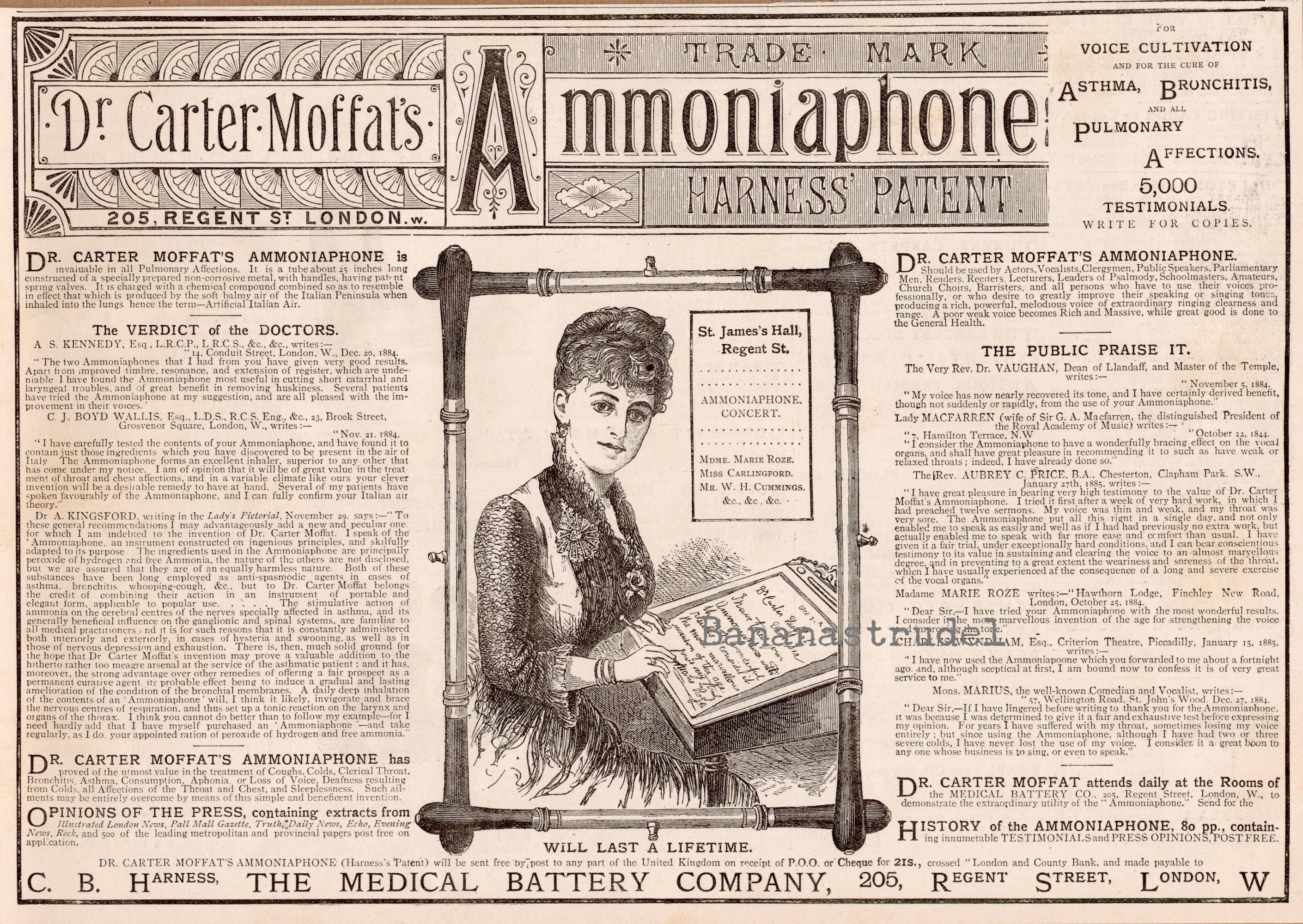 1885 Antique Advertisement for the Ammoniaphone Voice Improvement ...