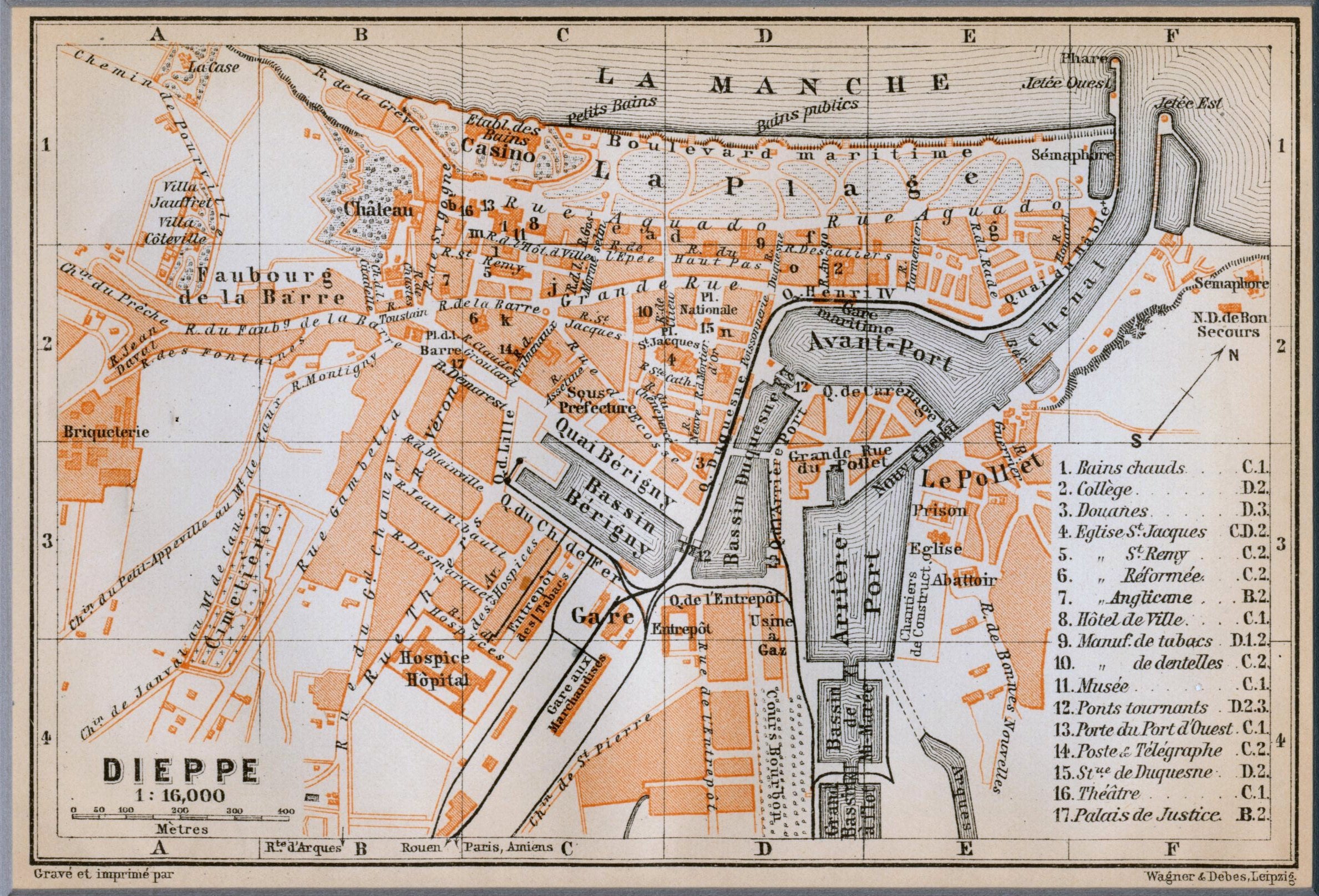 1905 Antique Map of Dieppe France WW2 Remembrance Day | Etsy Canada