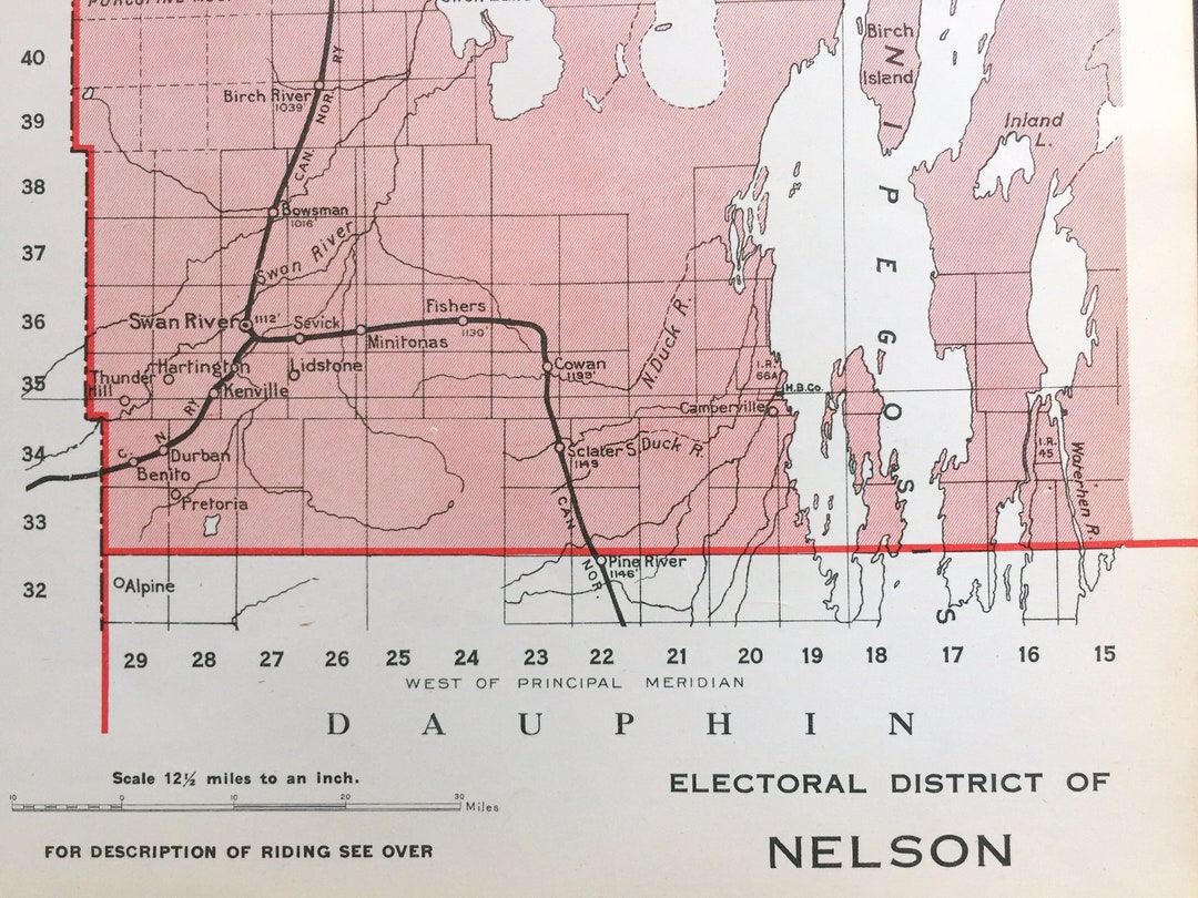 1915 Antique Map of Nelson Electoral District, Manitoba, - Churchill ...