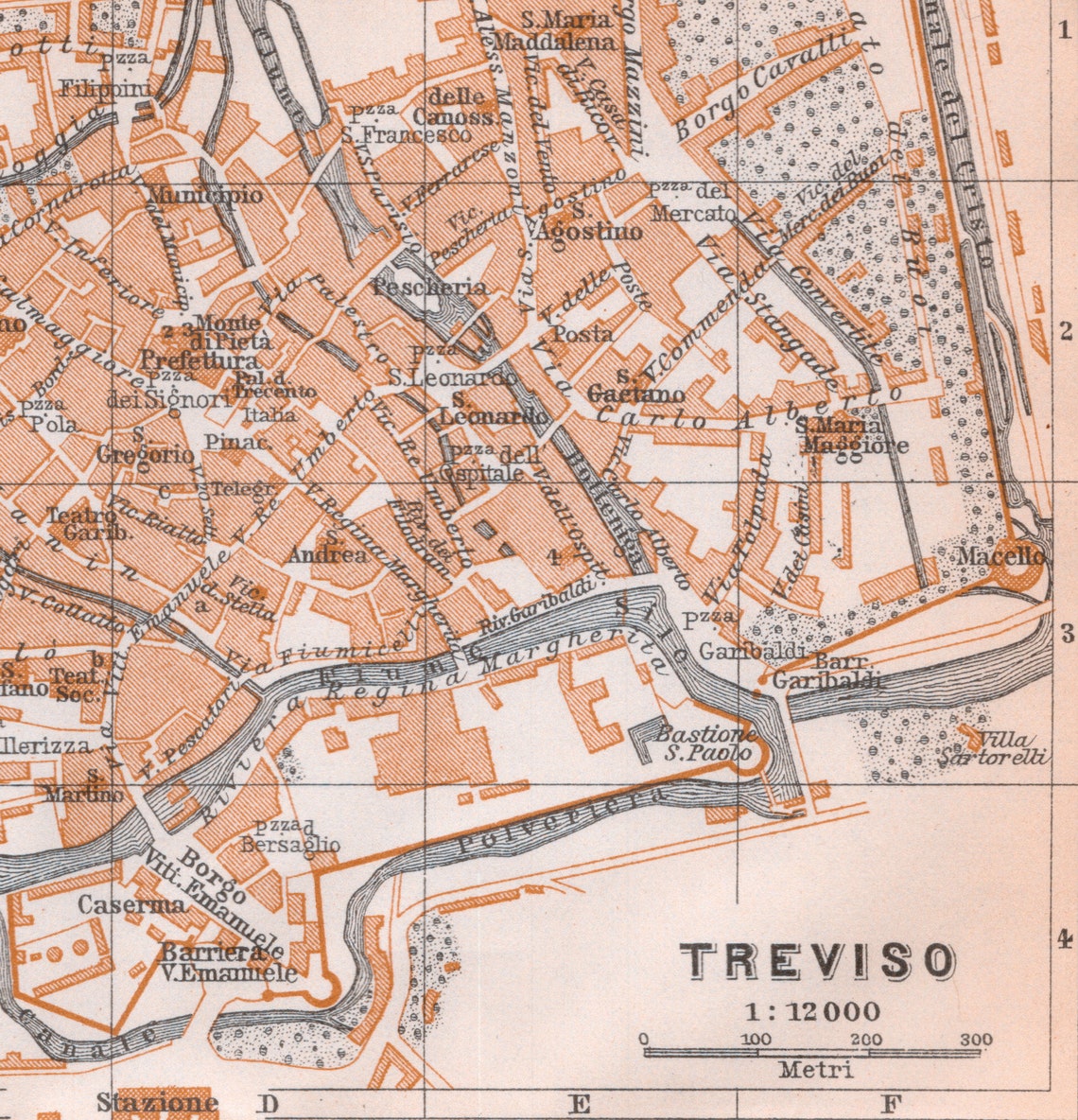 Antique Map of Treviso, Italy - 1913 City Map - Etsy