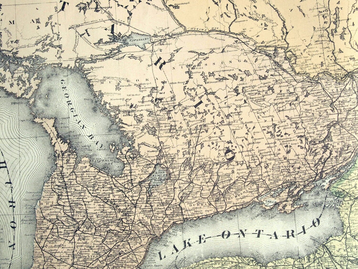 1880 Antique Railroad Map of the Dominion of Canada - Rare Large Hand ...