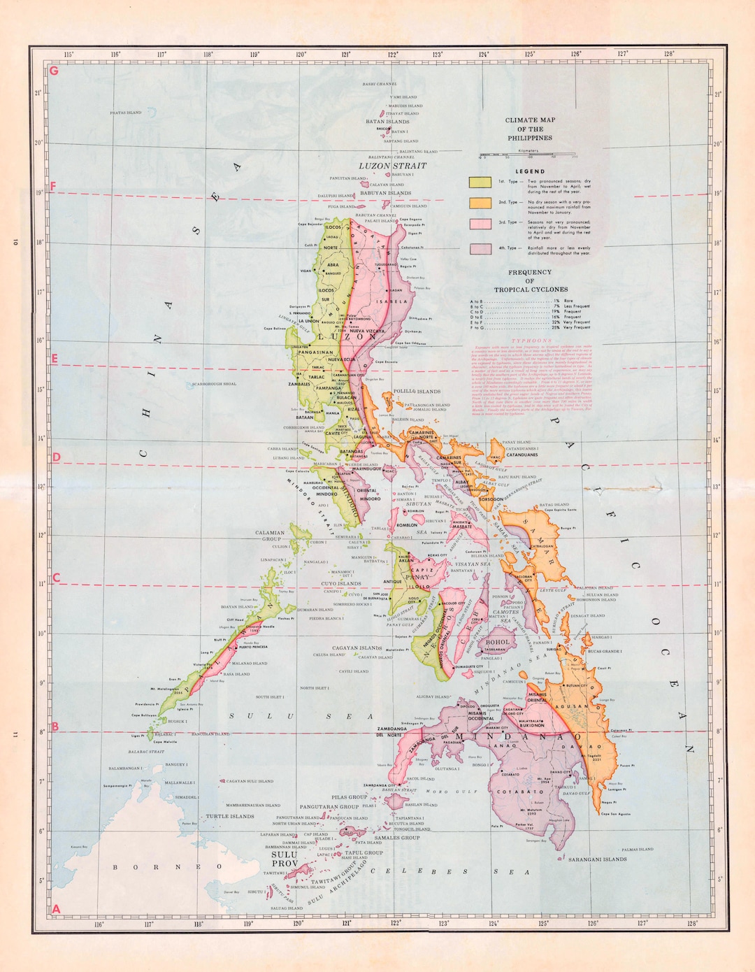 Philippines - Climate Map - RARE Large Vintage 1959 Map - Etsy