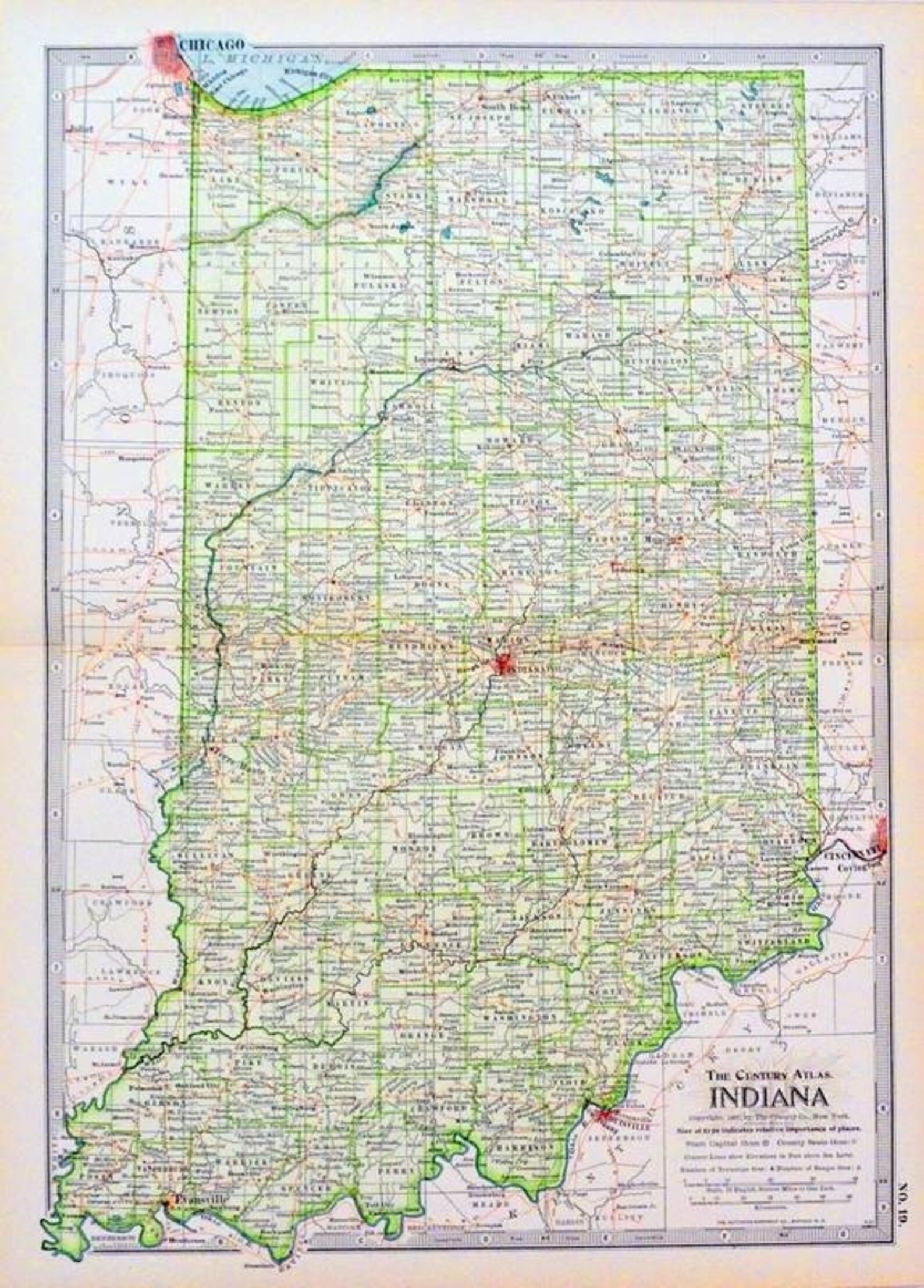 1902 Century Atlas Vintage Map of Indiana Antique Indiana | Etsy