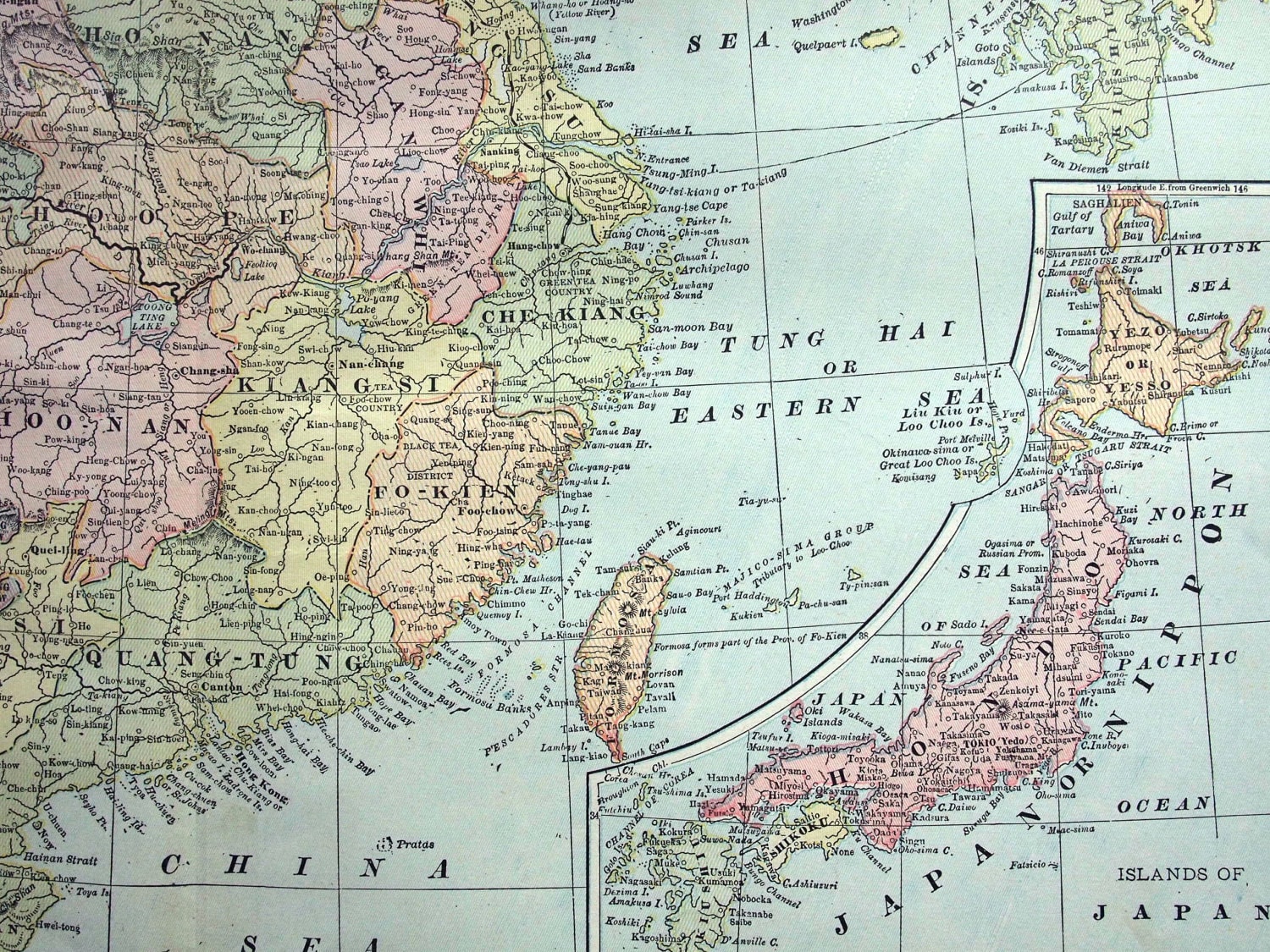Antique Map of China Islands of Japan Published 1888 - Etsy