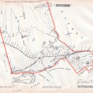 Antique Map of Nipissing, Ontario Manitoulin Georgian Bay Sudbury ...