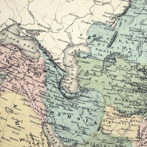 1880 Antique Map of Asia - Antique Asia Map - Handcolored Map - Rare ...