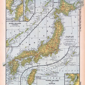 1921 Antique Map of Japan - Taiwan - Okinawa - Nansei Islands - Ryukyu ...