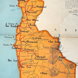 1959 Large Rare Vintage Map of Ilocos Sur, the Philippines - Vigan ...