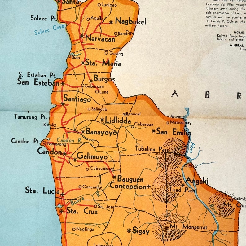 1959 Large Rare Vintage Map of Ilocos Sur, the Philippines - Vigan ...
