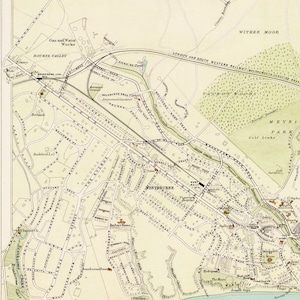 Antique Map of Bournemouth, Dorset, UK - 1898 Large Vintage Map - Etsy