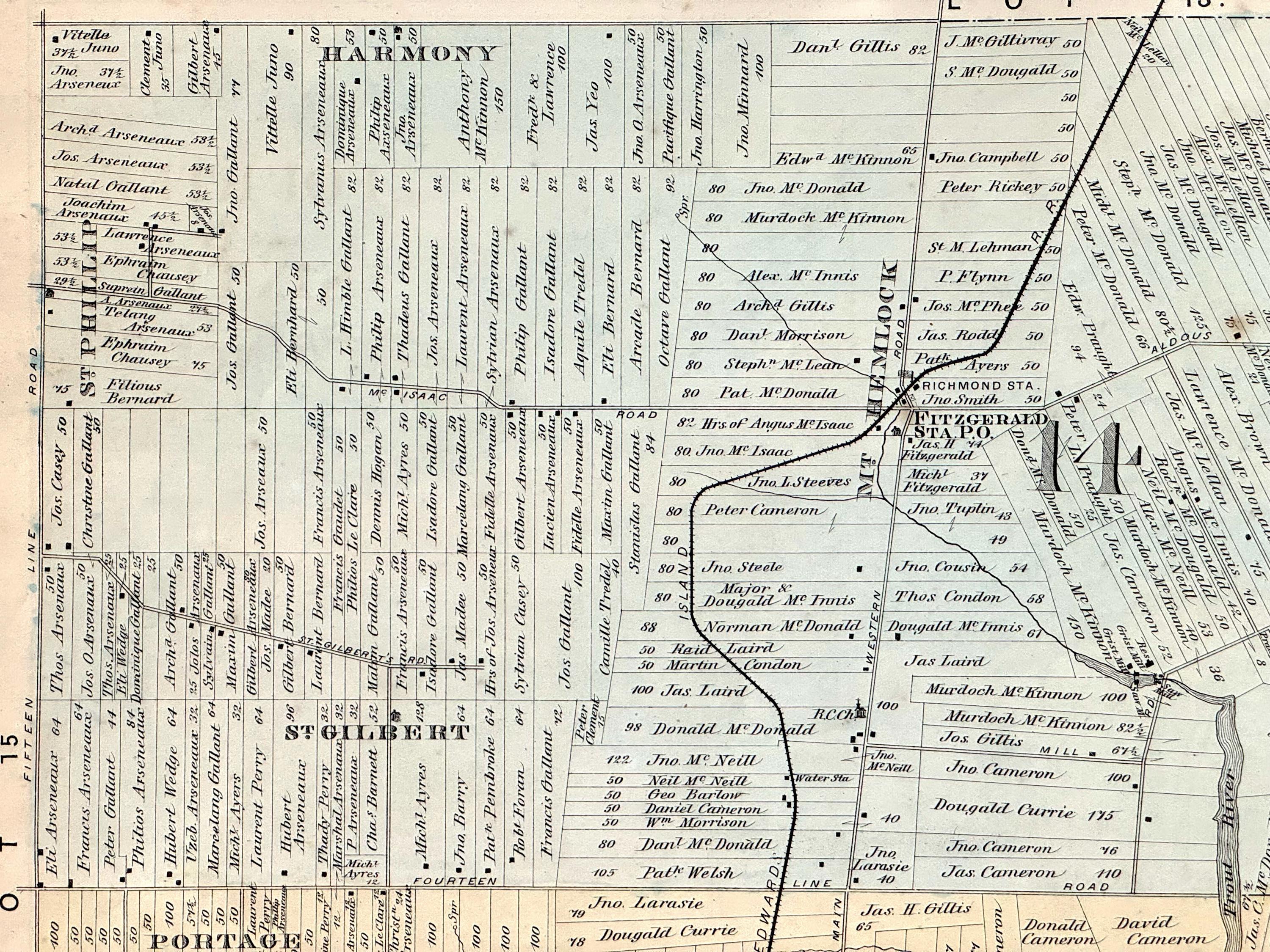 1880 Large Rare Vintage Map of Lots 14 and 16, Prince County, PEI ...