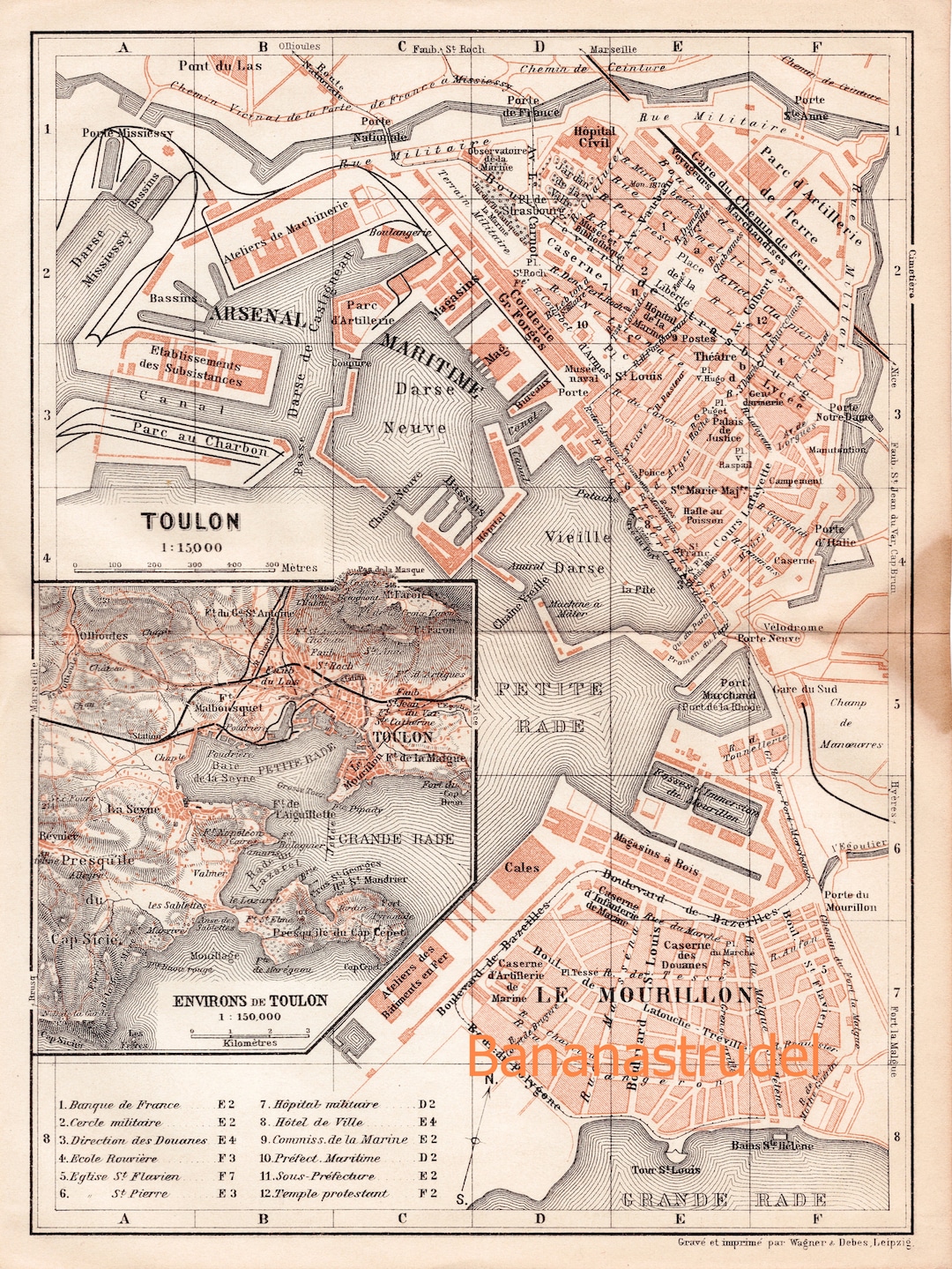 Antique Map of Toulon, France - Le Mourillon - 1907 Map - Etsy