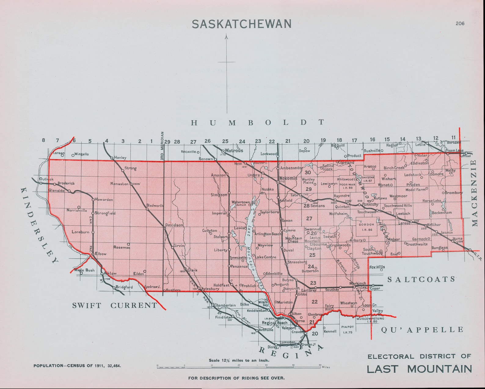 Antique Map of Last Mountain, Saskatchewan, Canada 1915 Vintage ...