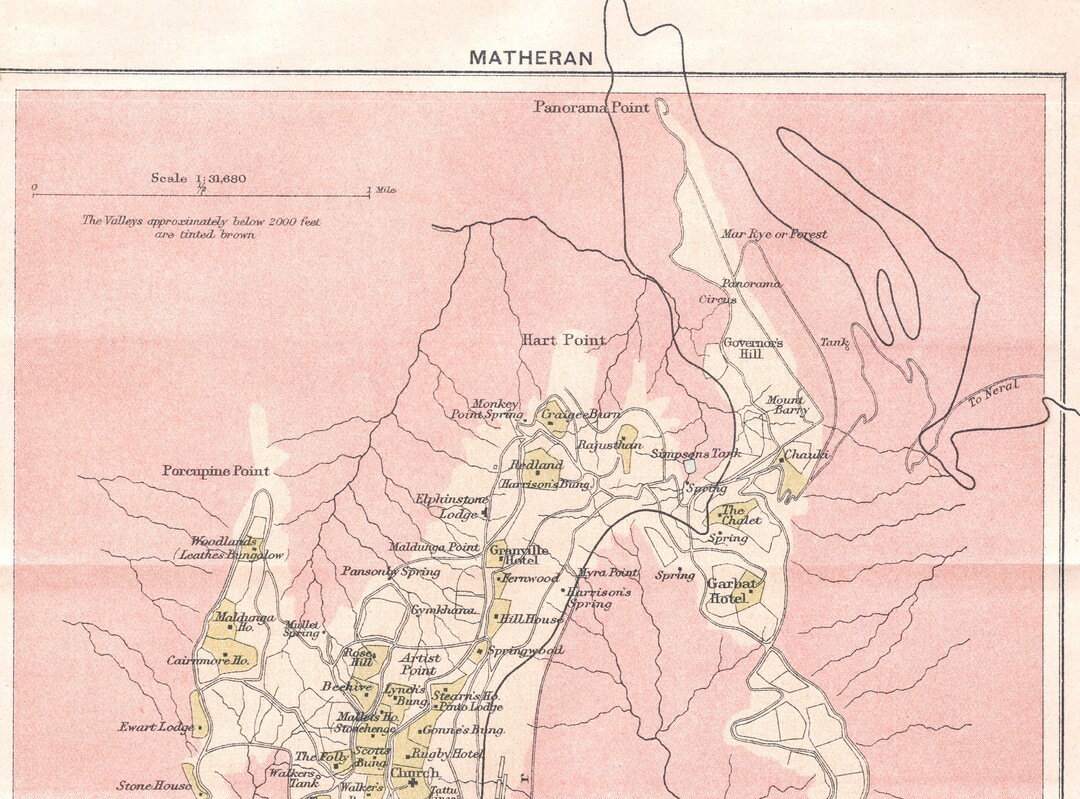 Vintage Map of Matheran, India - 1924 Map - Etsy