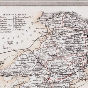 1868 Rare Vintage Map of Linlithgow Shire, Scotland - Handcoloured - Etsy