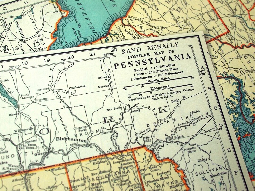 1937 Antique Map of Pennsylvania - Pennsylvania Antique Map - Etsy