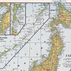 1921 Antique Map of Japan - Taiwan - Okinawa - Nansei Islands - Ryukyu ...