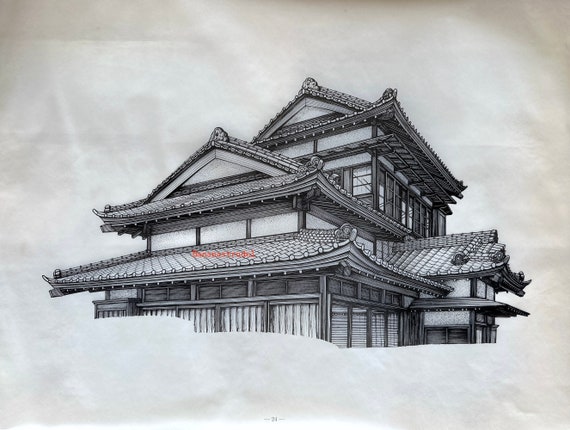 Traditional Japanese Architecture Drawing