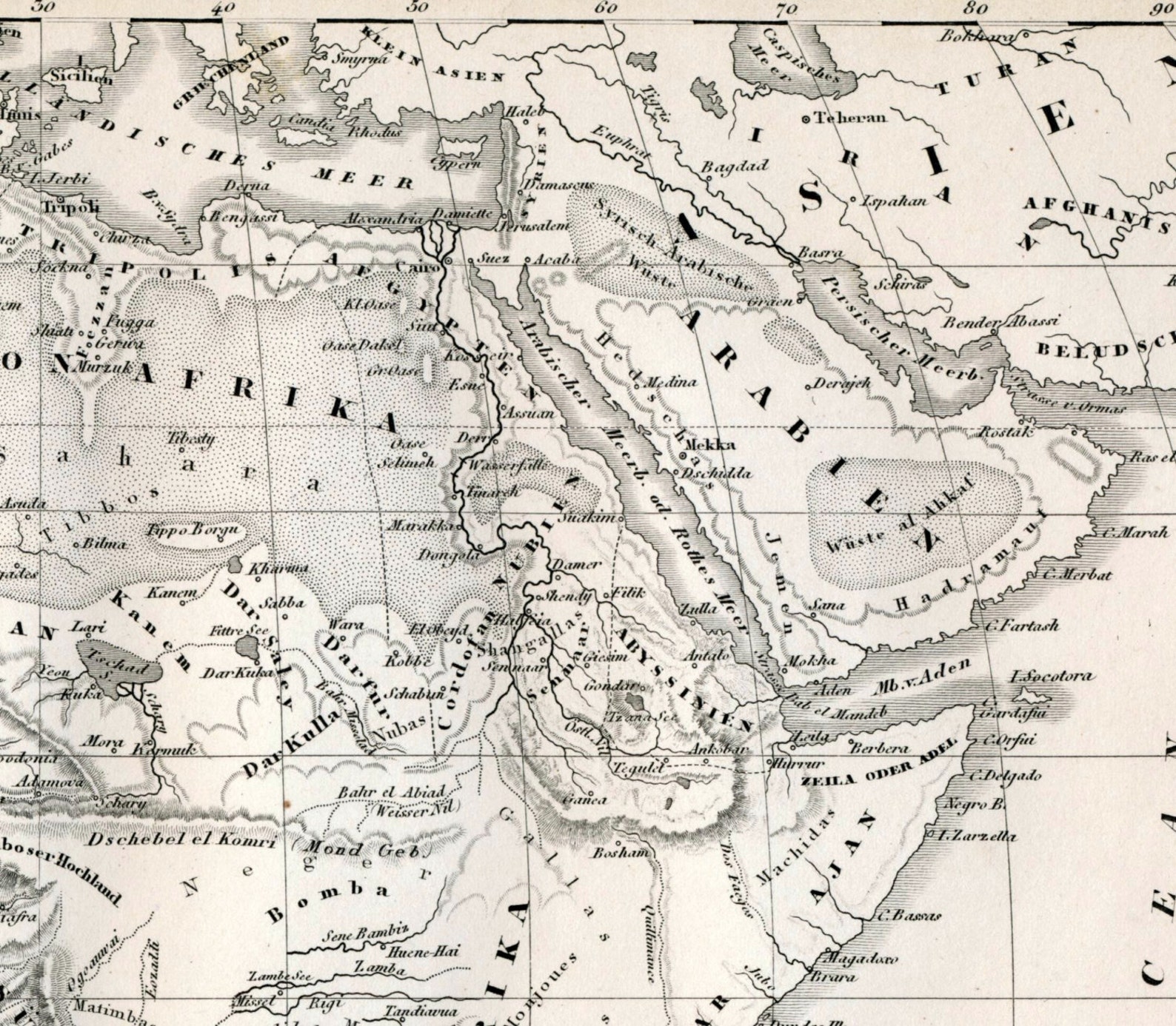 1860 German Vintage Map of Africa Old Map of Africa Black and White - Etsy
