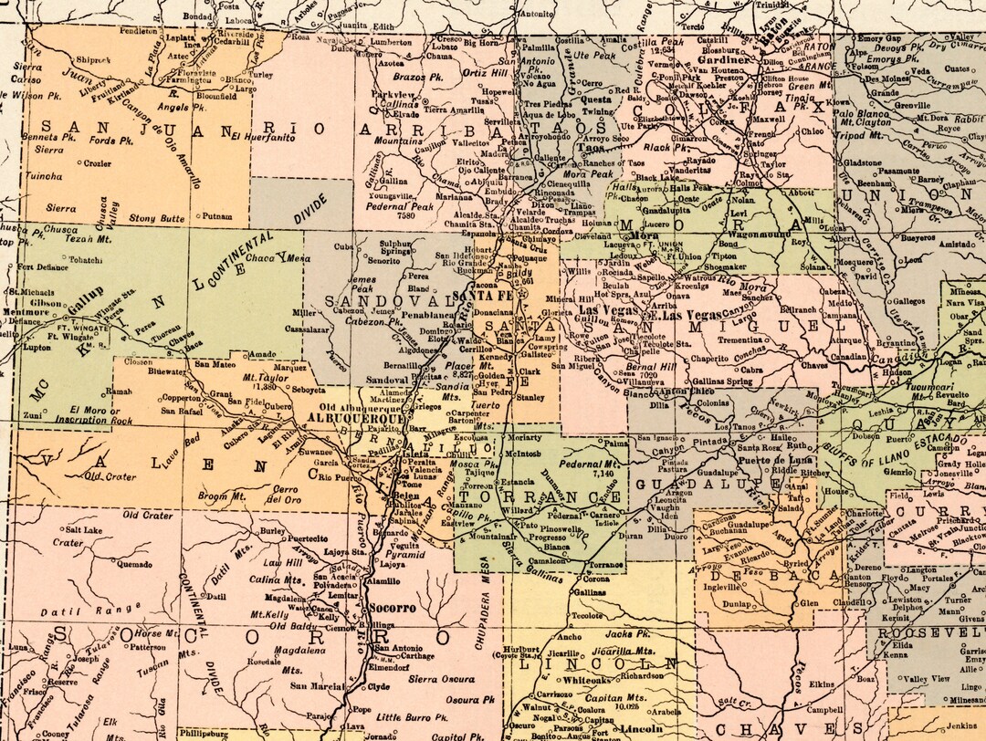 Antique Map of New Mexico - Published 1919 - Etsy
